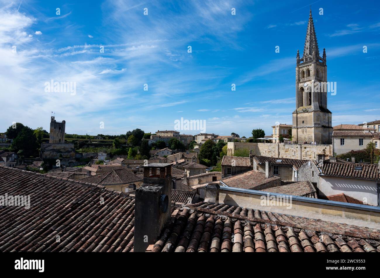 Views of old houses and narrow hilly streets of medieval town St ...