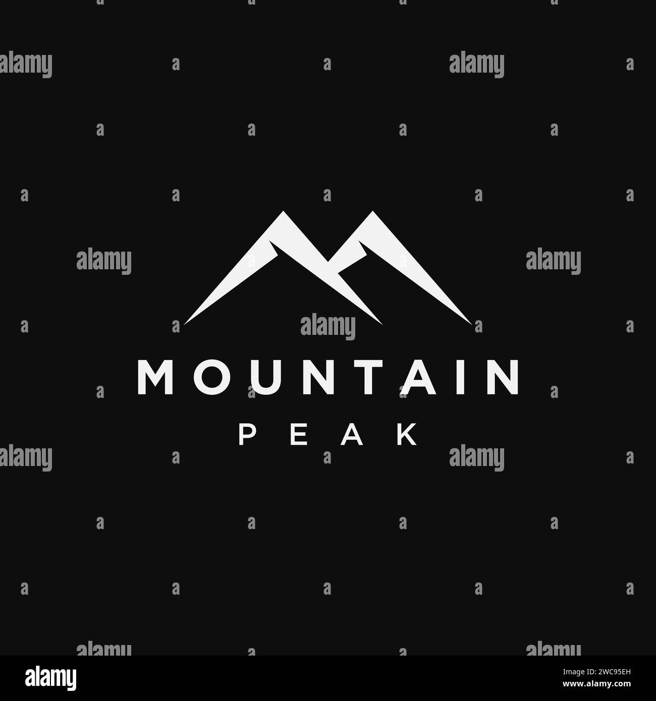 Abstract mountain peak logo icon vector template on black background ...