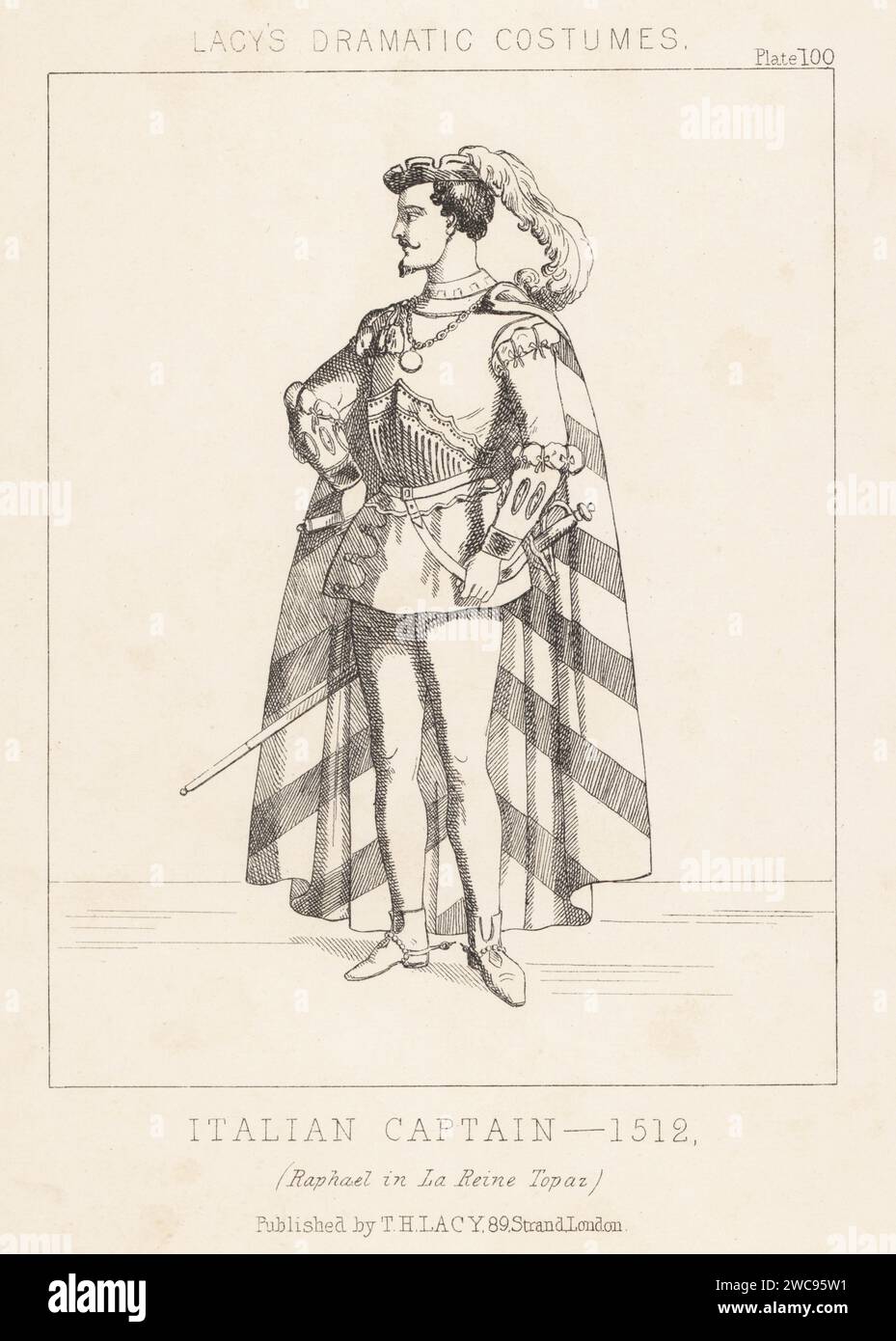Italian captain, 1512. In plumed cap, cloak, cuirass, slashed doublet ...