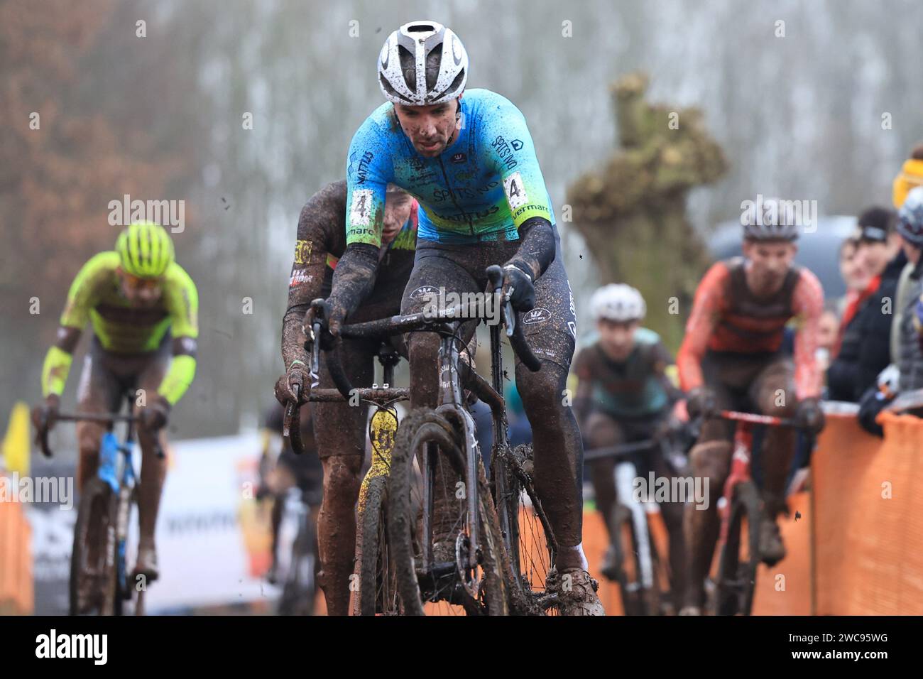 Meulebeke, Belgium. 14th Jan, 2024. Vincent Bastaens pictured during ...
