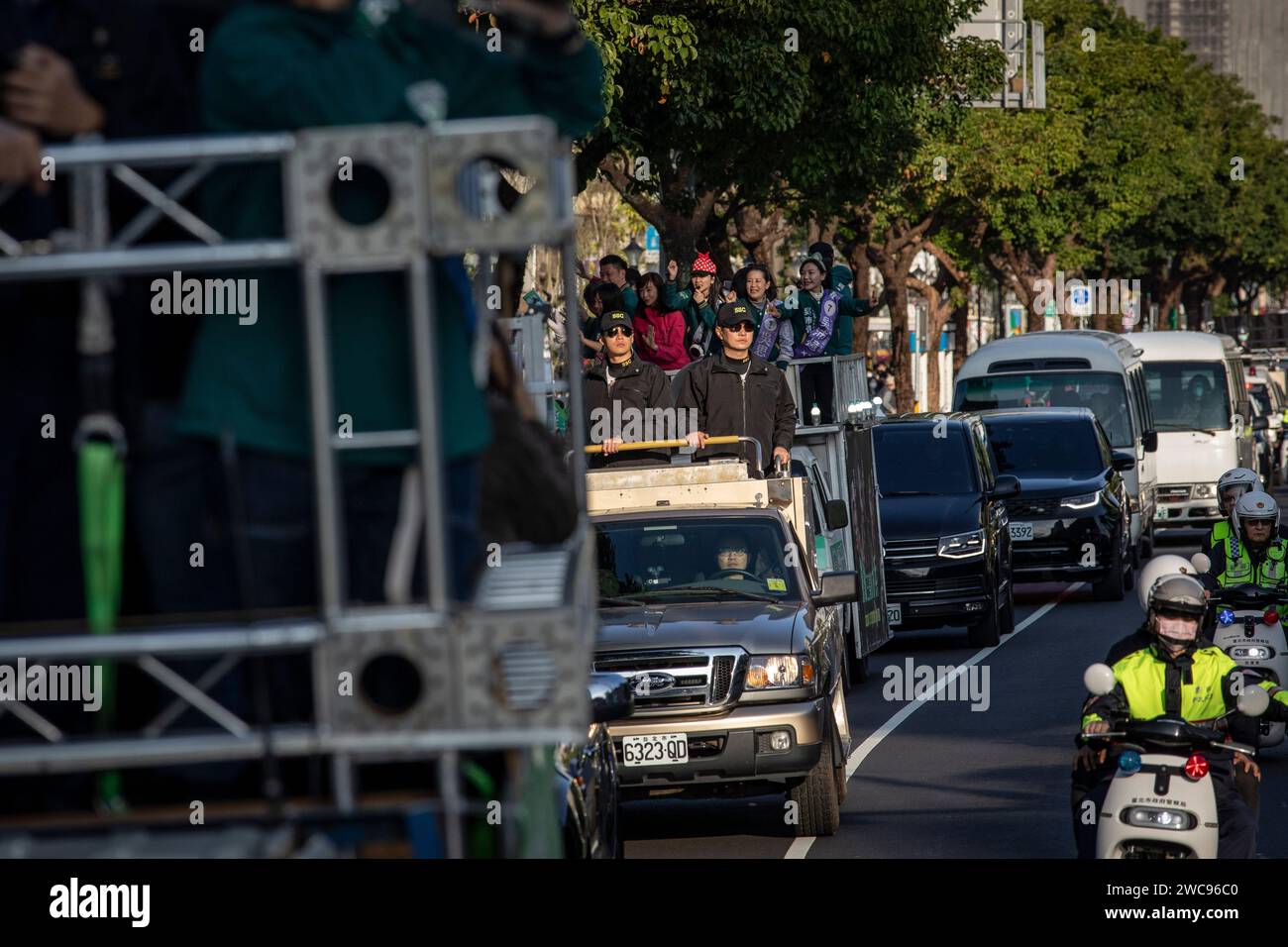 Taipei, Taiwan. 12th Jan, 2024. Securities were seen during the TPP ...