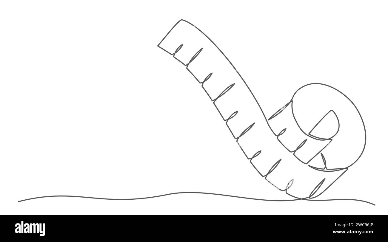 Tape measure One line drawing isolated on white background Stock Vector ...