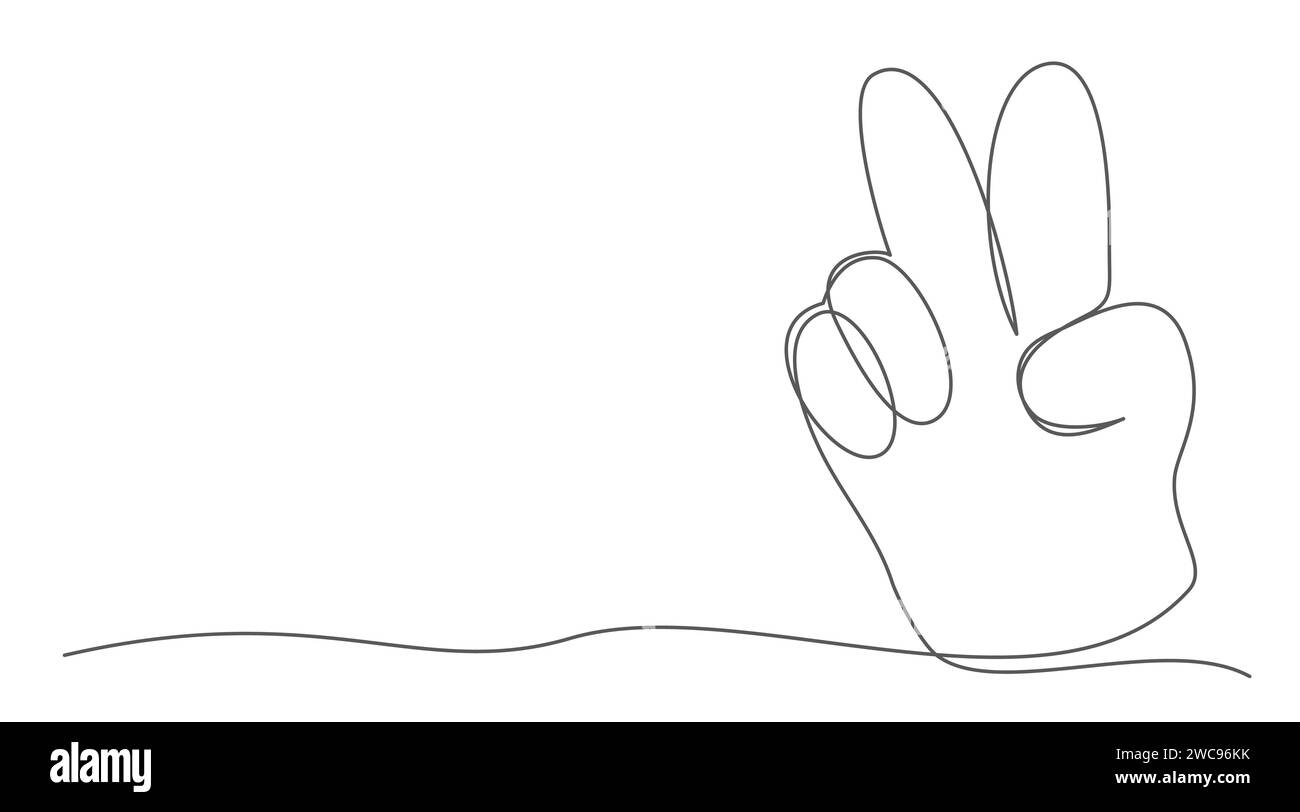 Victory One line drawing isolated on white background Stock Vector ...