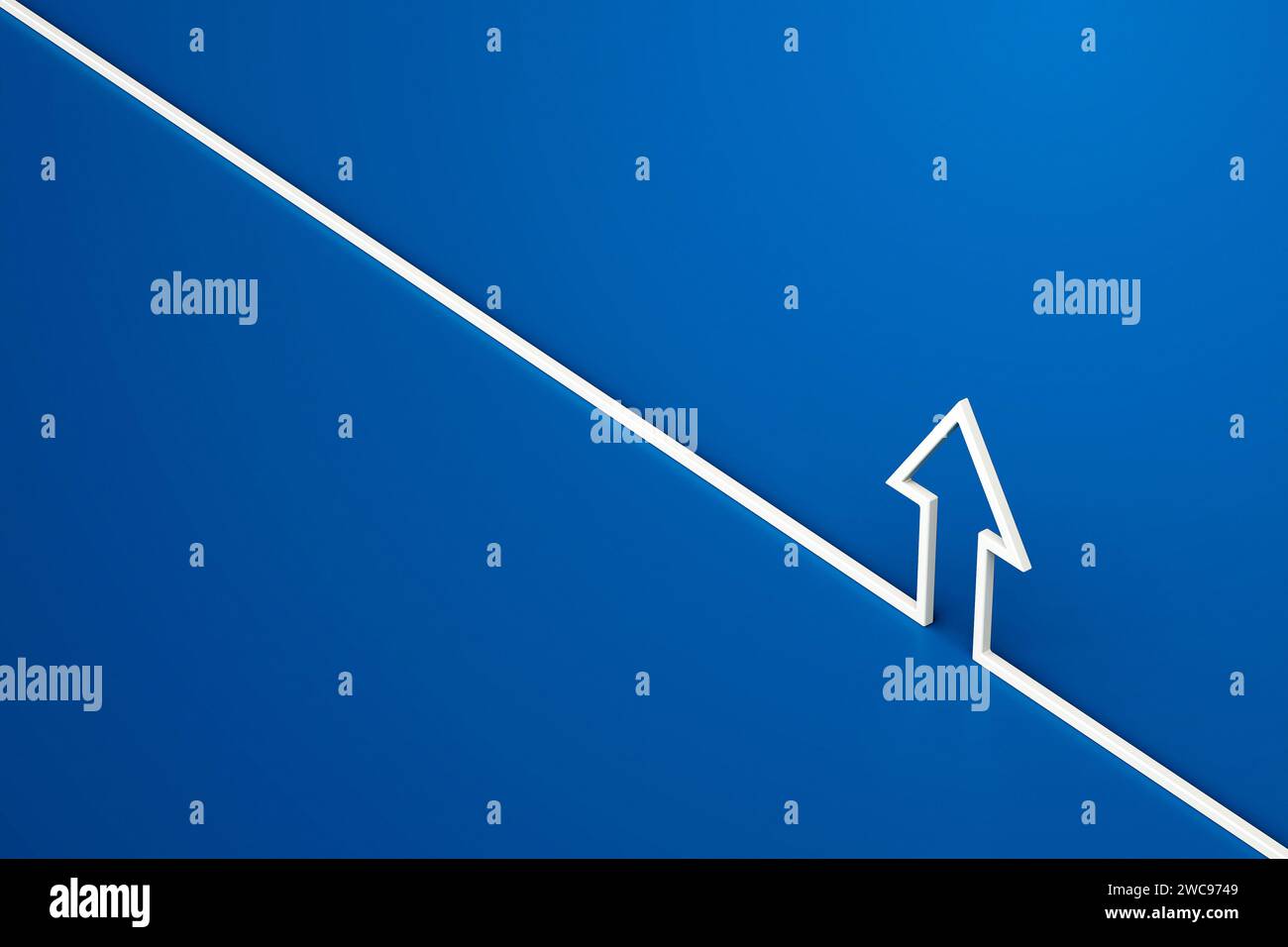 Isometric 3d white arrow line going up on blue background, Business ...