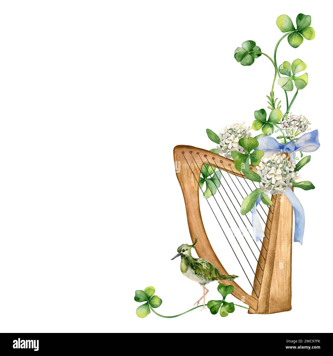 Irish harp on blue background hi-res stock photography and images - Alamy