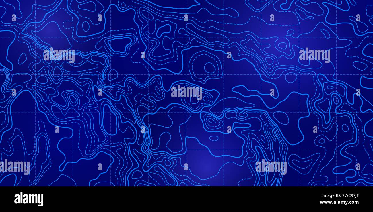 Ocean topographic line map with curvy wave isolines vector illustration ...
