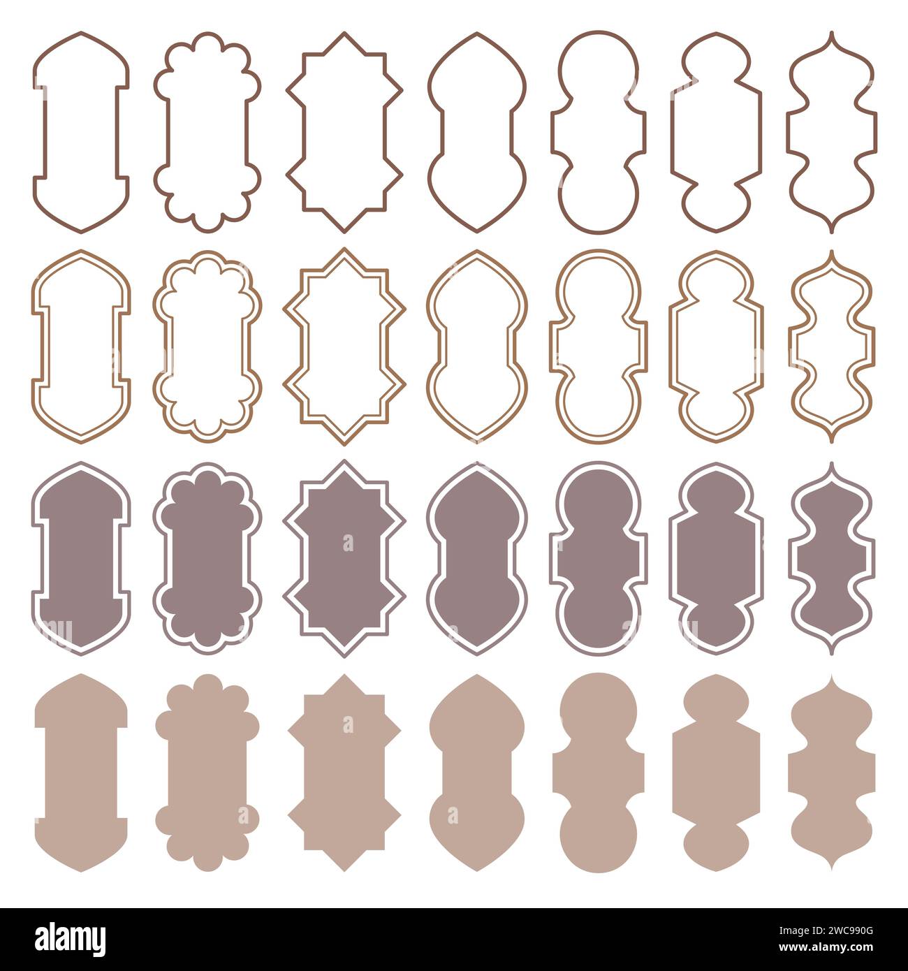 Ramadan shapes of windows and doors design. Islamic arches with Turkish ...