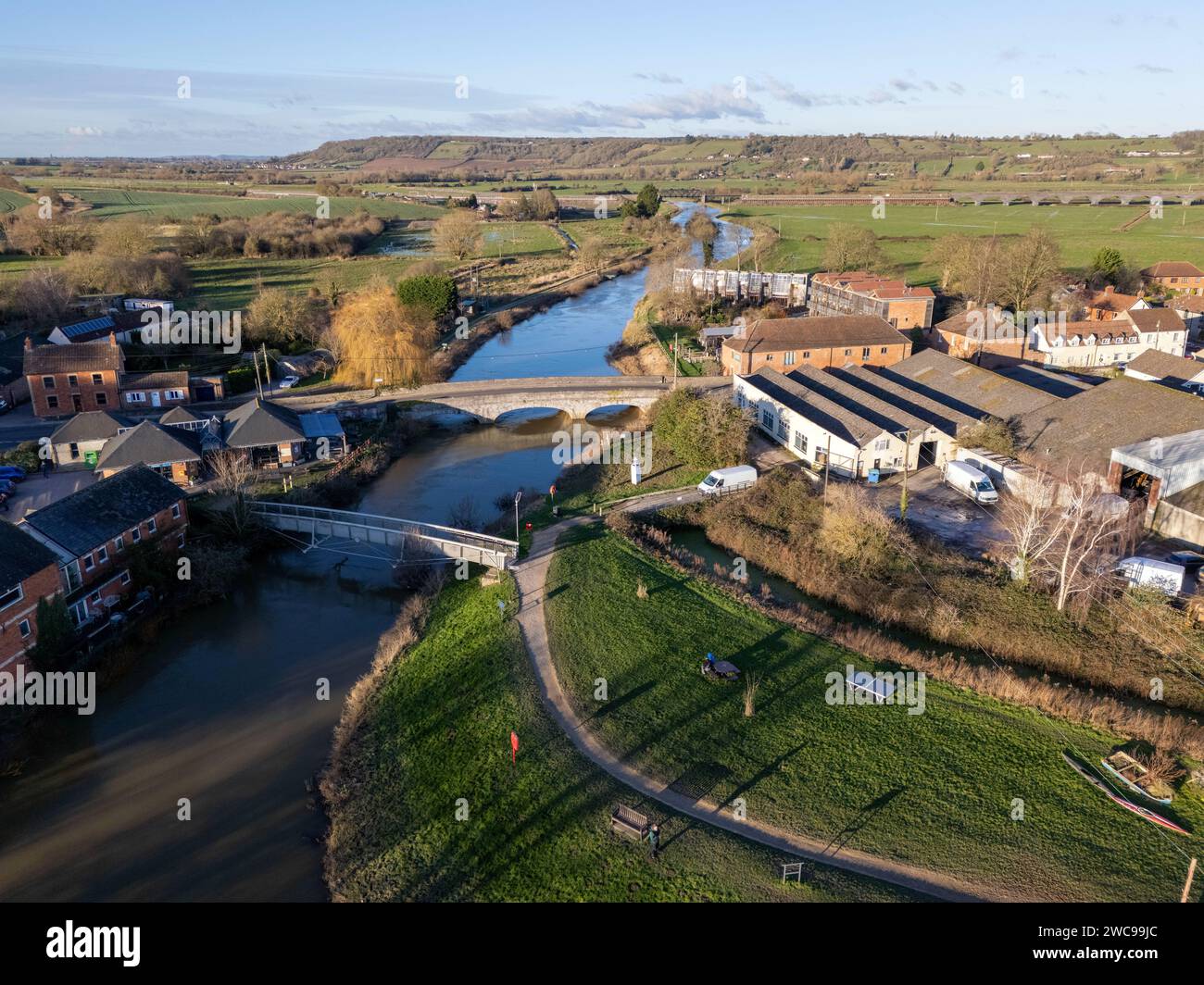 An aerial view of the floods on the Somerset Levels in England around ...