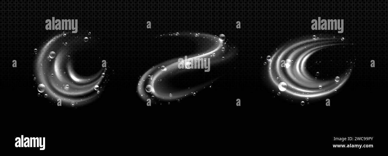 Water swirl and wave with bubble. Vortex with movement of detergent or ...