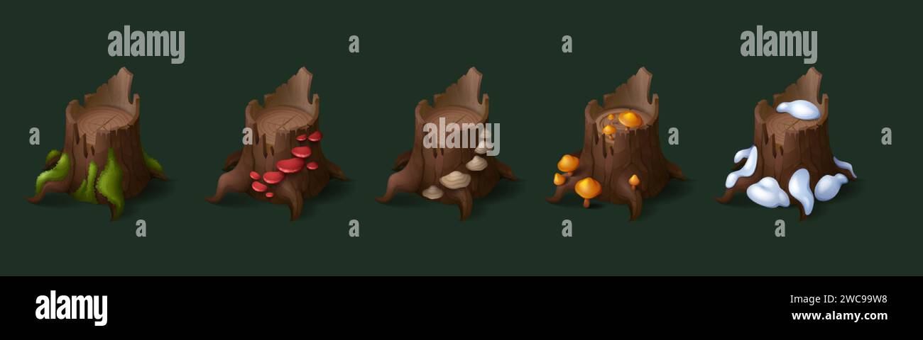 Forest stumps set isolated on background. Vector cartoon illustration ...
