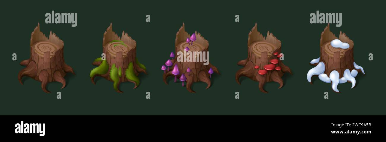 Forest stumps set isolated on background. Vector cartoon illustration ...