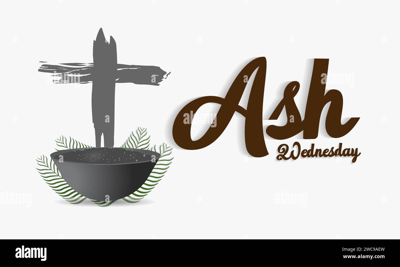 Ash Wednesday celebrated on 14th February. Vector banner, flyer, poster ...