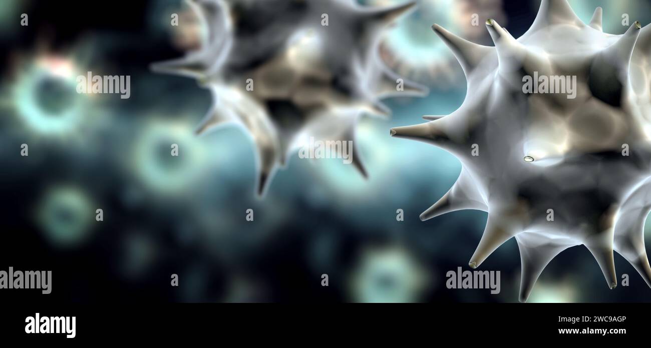 Horizontal or vertical banner with pathogenic bacterias and viruses ...