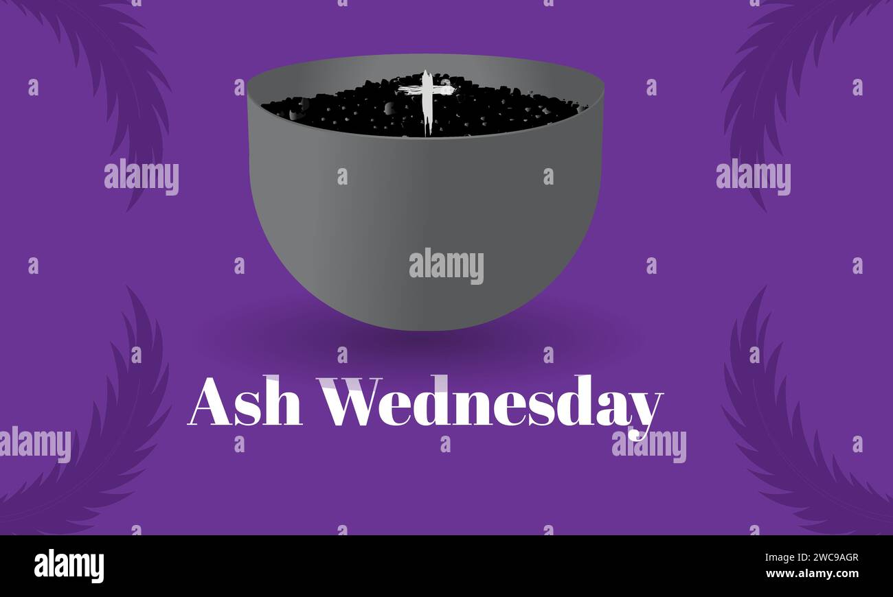 Ash Wednesday celebrated on 14th February. Vector banner, flyer, poster ...