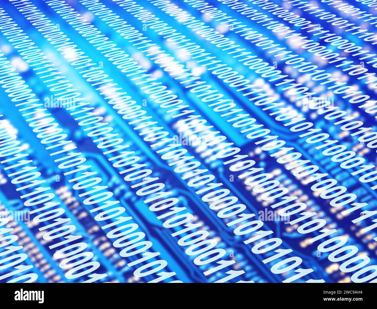 Horizontal futuristic background with binary code and abstract circuit ...