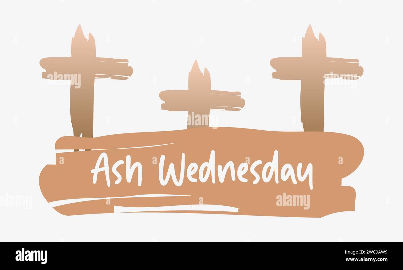 Ash Wednesday celebrated on 14th February. Vector banner, flyer, poster ...