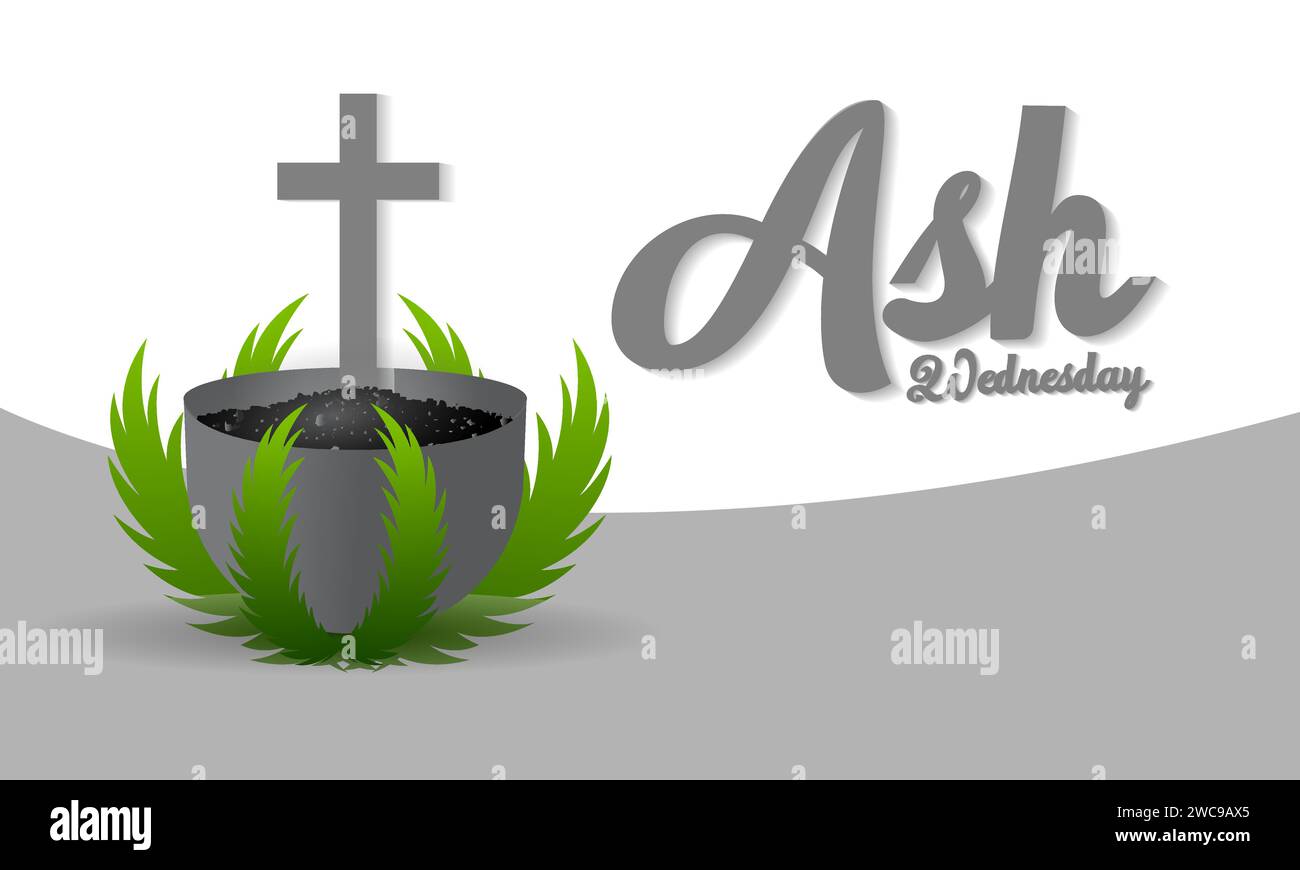 Ash Wednesday celebrated on 14th February. Vector banner, flyer, poster ...