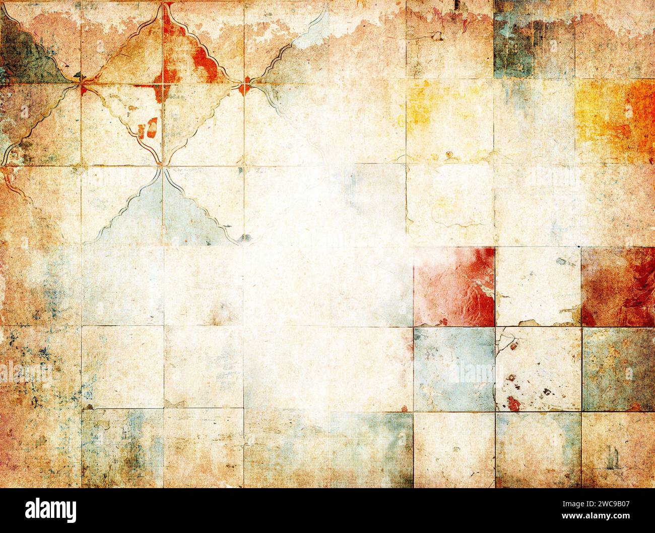 Grunge background with old cardboard texture and ceramic tile pattern ...