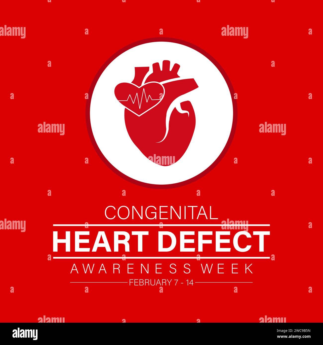 Congenital Heart Defect Awareness Week observed every year in month of february. Vector health ...