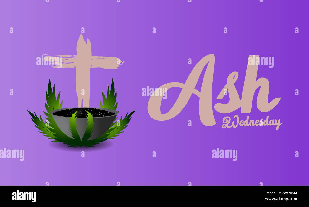Ash Wednesday celebrated on 14th February. Vector banner, flyer, poster ...