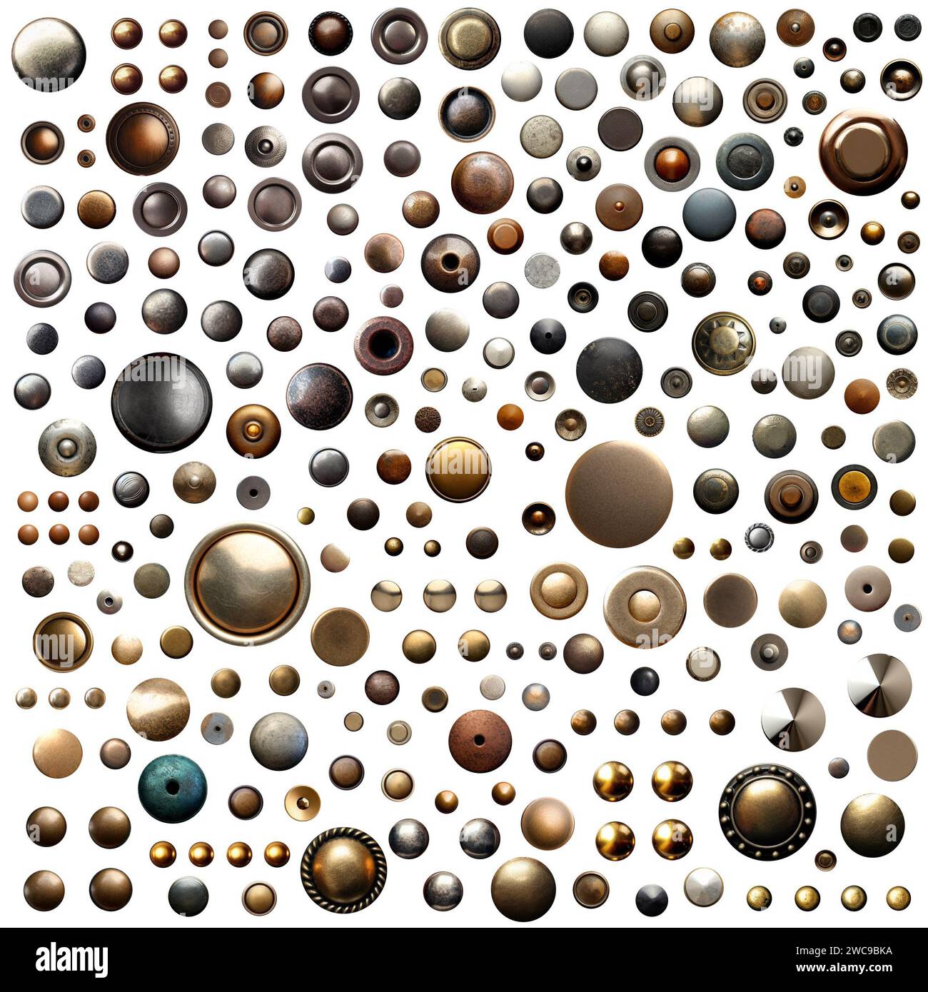 Big set of different metal buttons. Vintage fashion accessories ...