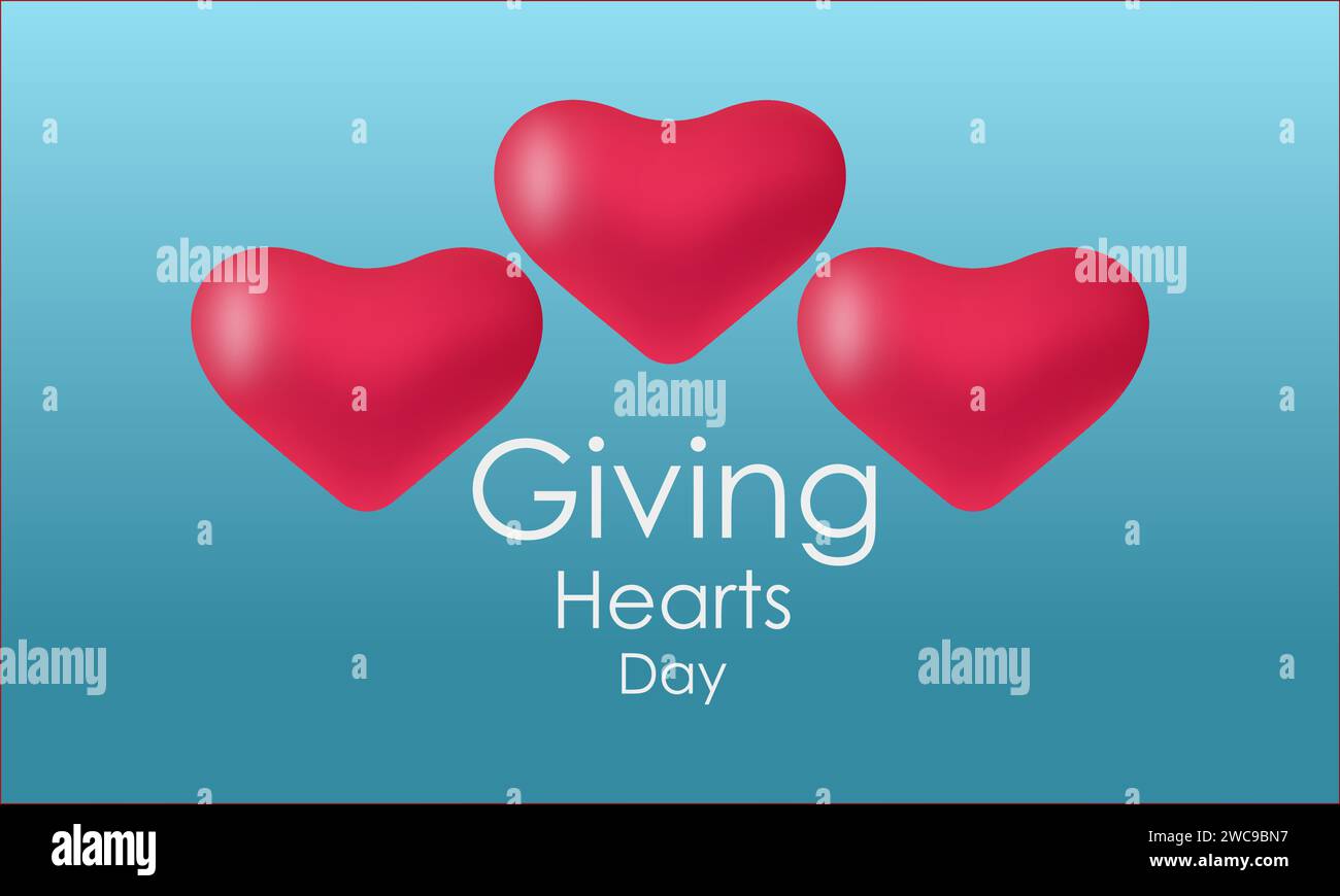 Giving Hearts Day celebrated every year on February 8. Vector banner ...