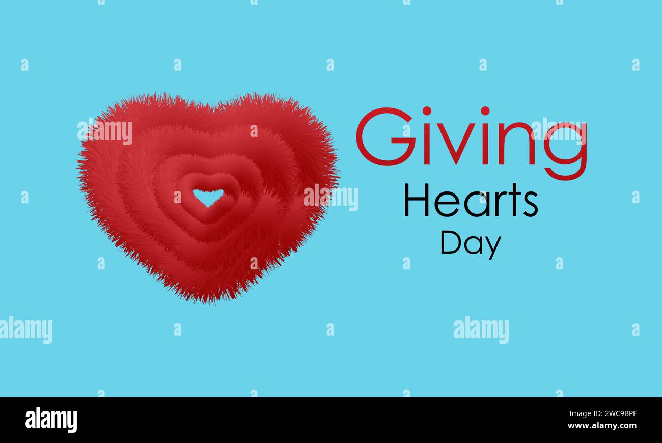 Giving Hearts Day celebrated every year on February 8. Vector banner ...