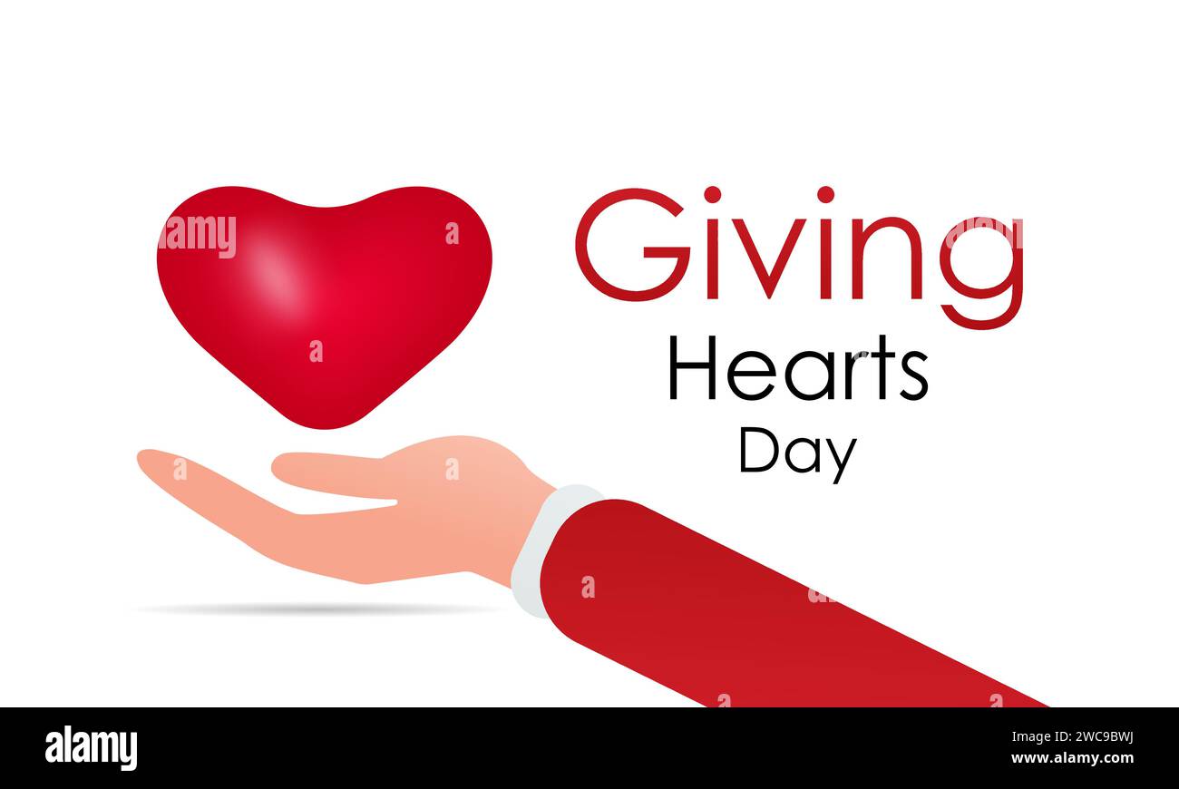 Giving Hearts Day celebrated every year on February 8. Vector banner ...
