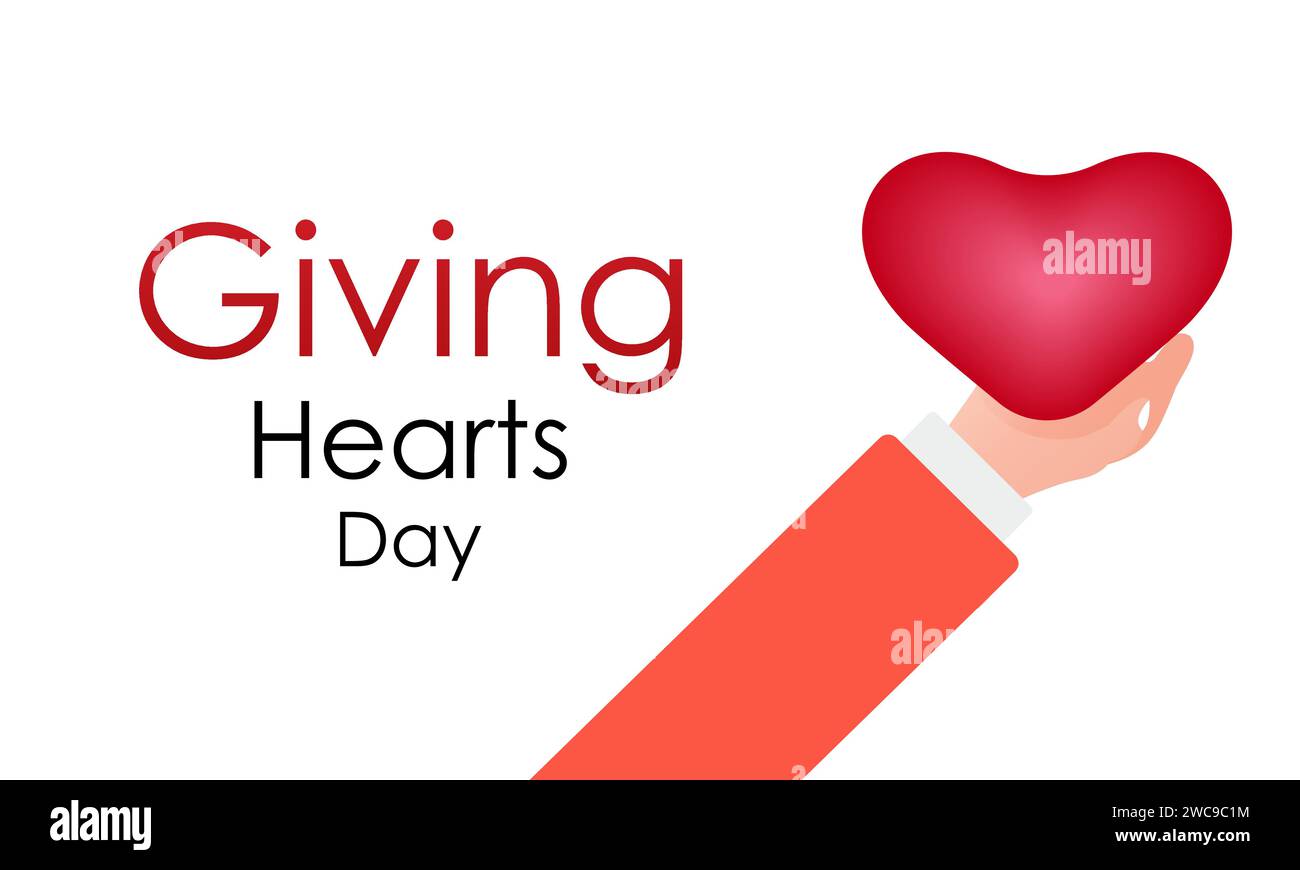 Giving Hearts Day celebrated every year on February 8. Vector banner ...