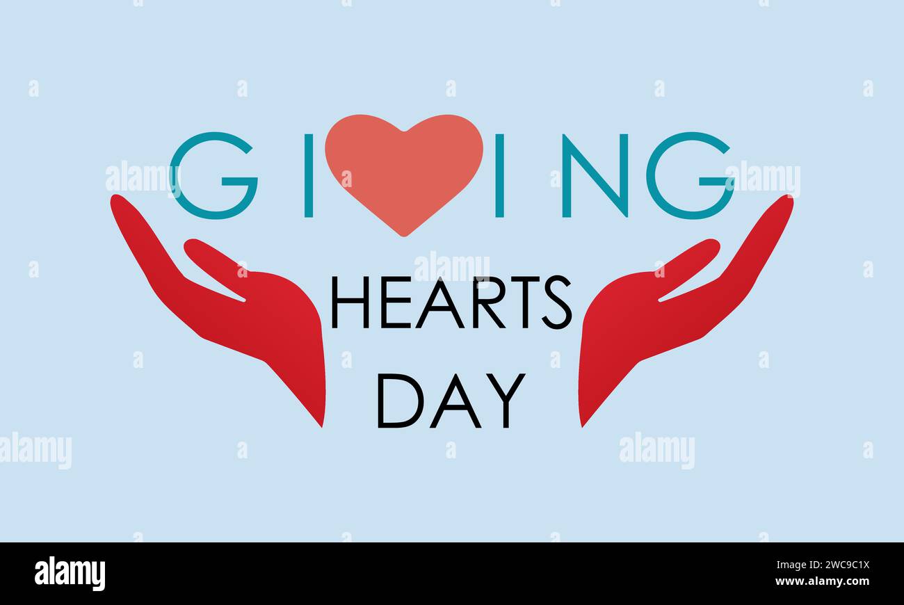 Giving Hearts Day celebrated every year on February 8. Vector banner ...