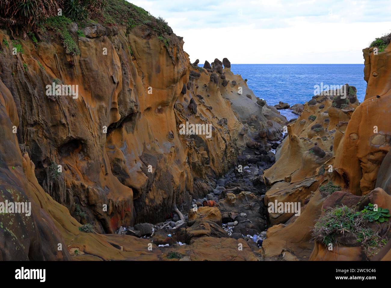 The rock formation of Heping Island Park in Keelung, northern Taiwan ...