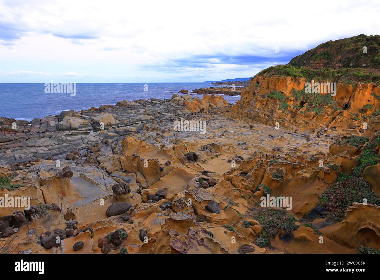 The rock formation of Heping Island Park in Keelung, northern Taiwan ...