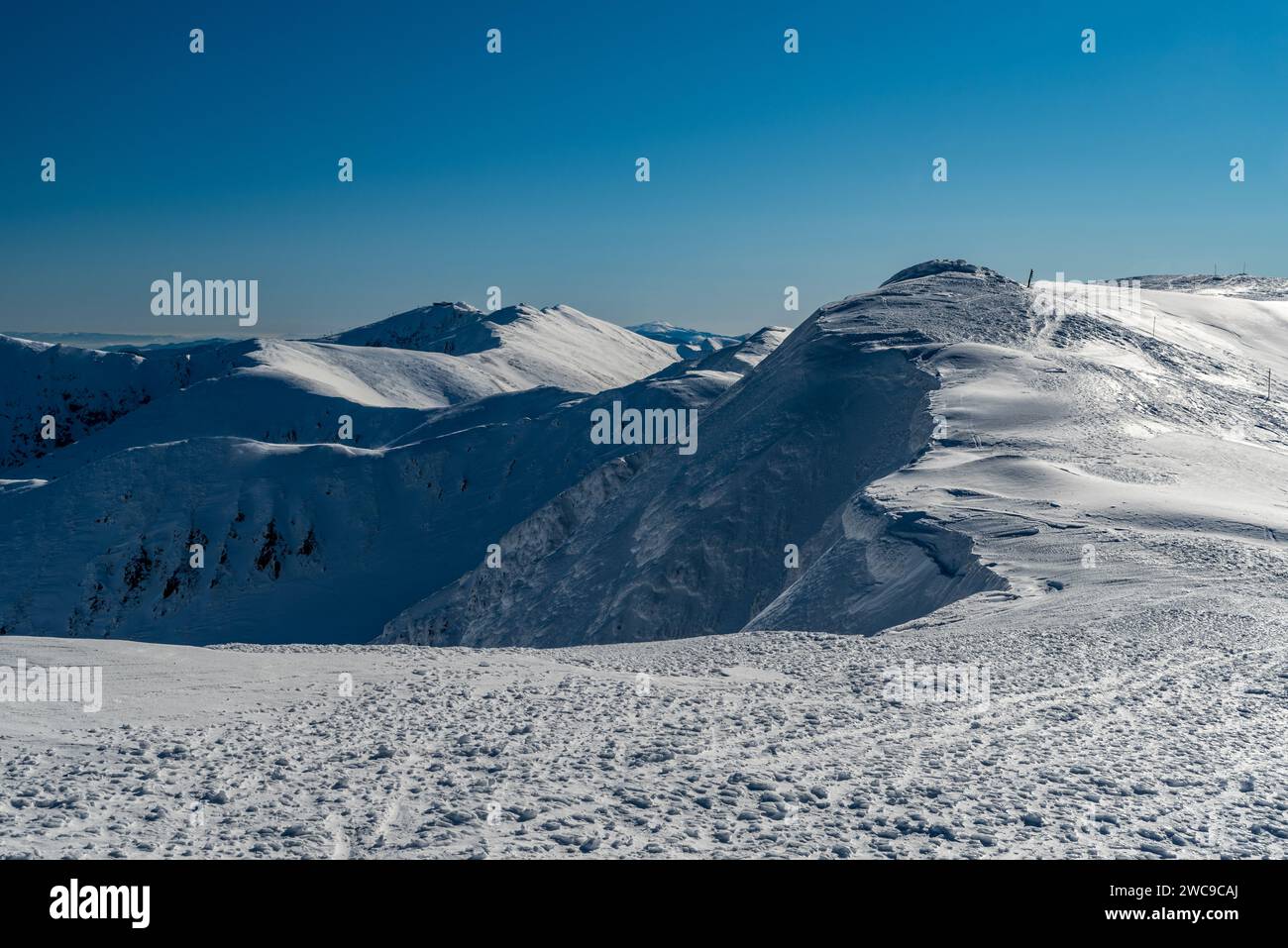 Chabenec, Polana and Chopok hills from hiking trail between sedlo ...