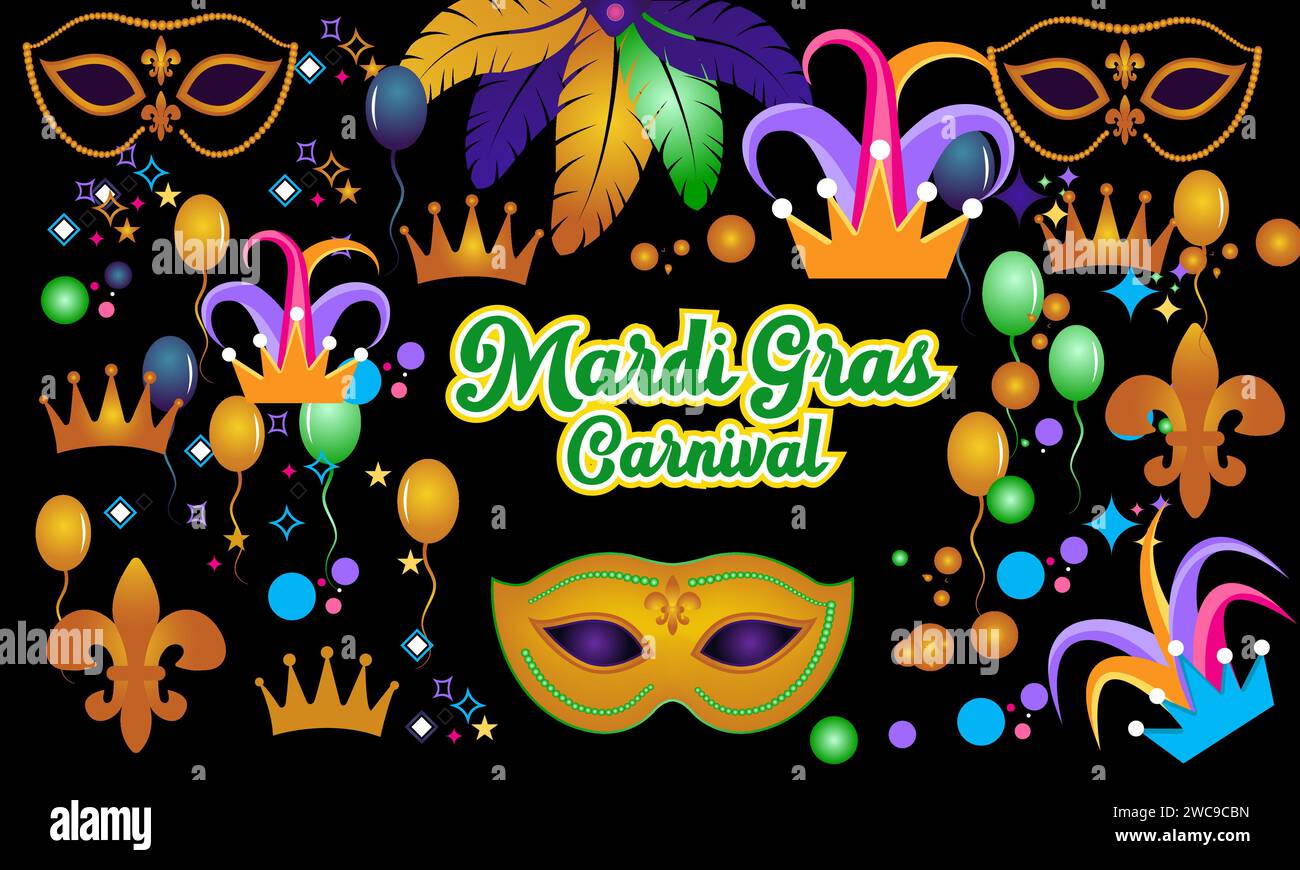 Mardi Gras celebrated on 13th February. Vector banner, flyer, poster ...