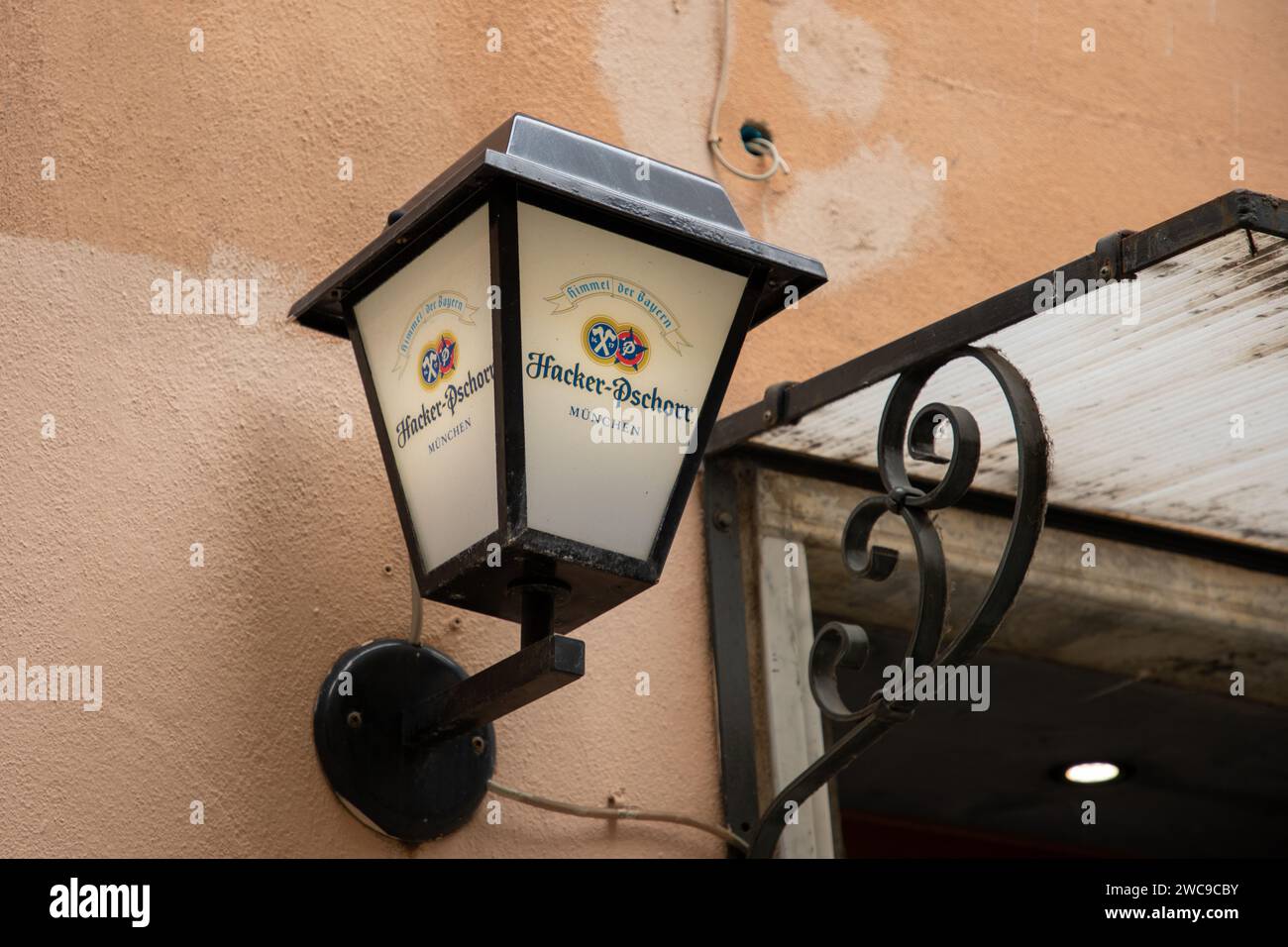 Munich , Germany - 01 12 2024 : Hacker Pschorr logo brand and sign text ...