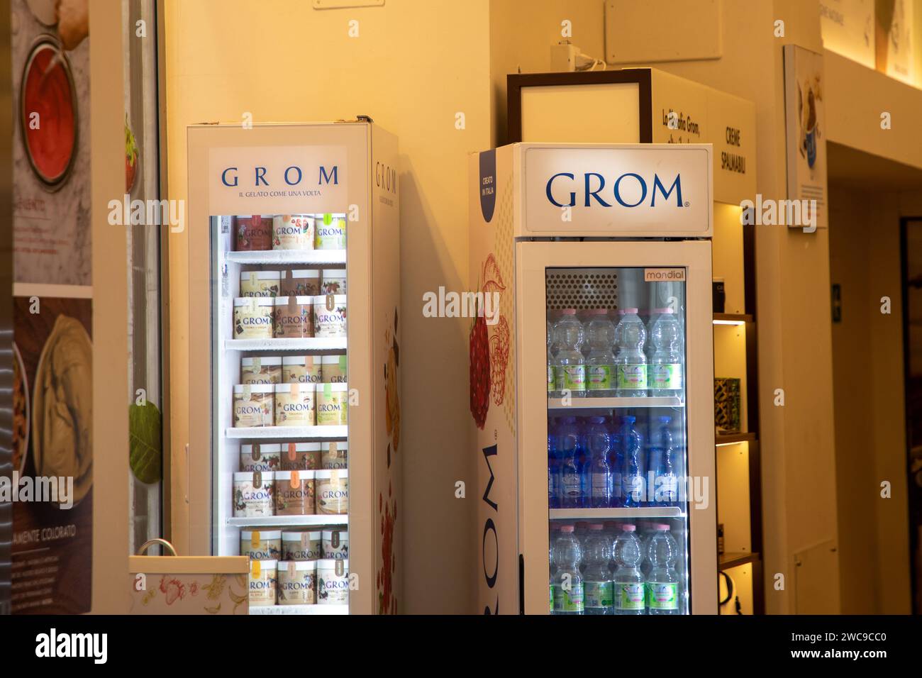 Turin , Italy - 01 12 2024 : Grom gelato Ice Cream ice-cream display ...