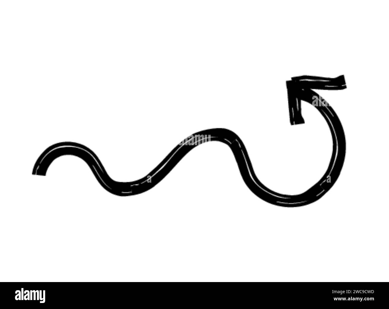 Hand drawn crayon chalk charcoal line arrow. curvy and wavy arrow ...