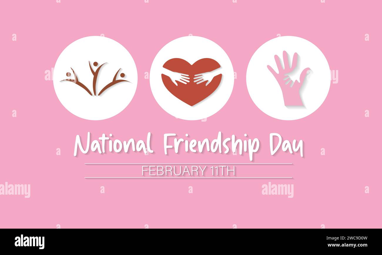 National Friendship Day February celebrated on 11th February. Vector ...