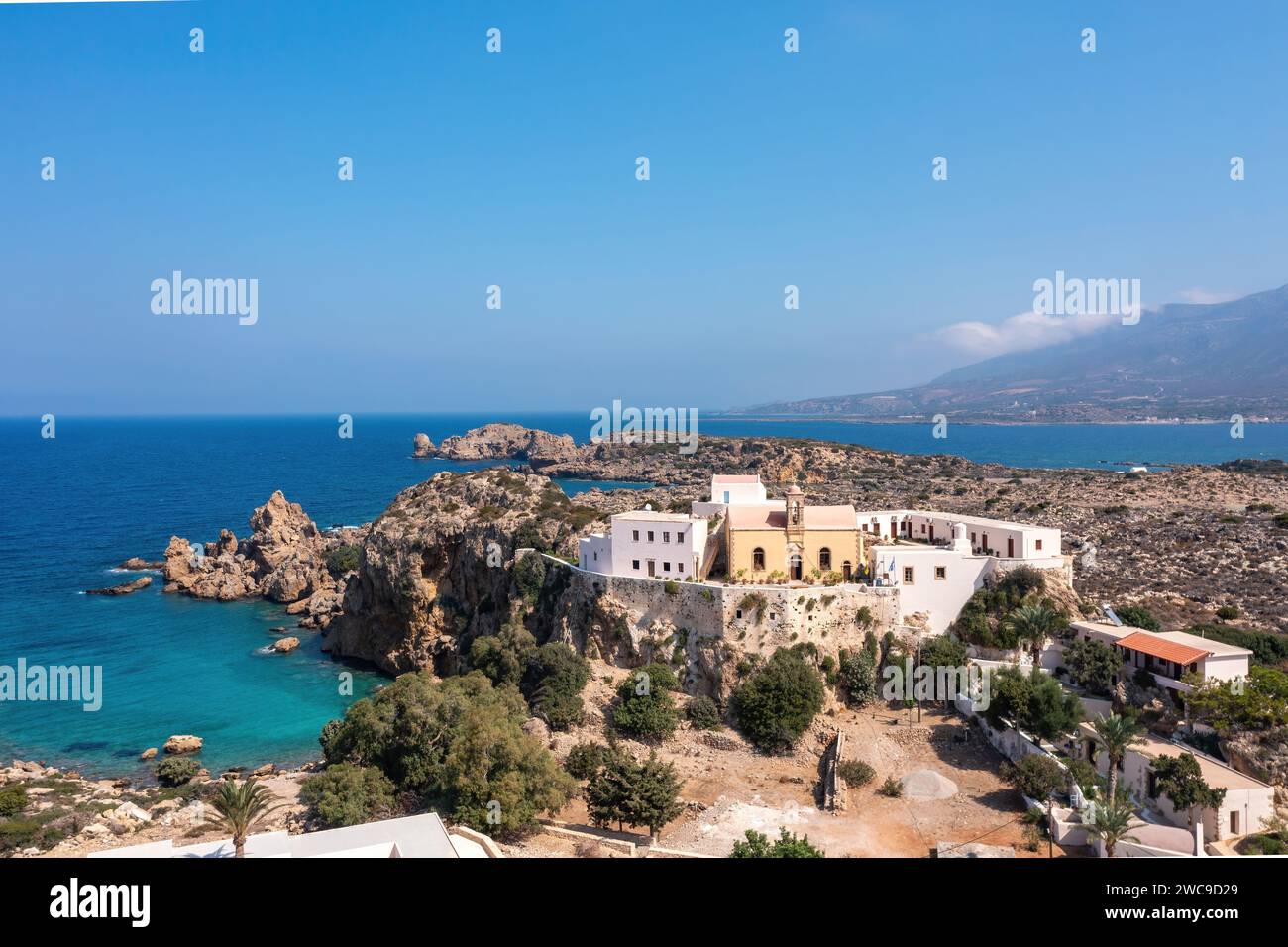 Chrysoskalitissa Monastery, Chania town Crete island, Greece. Aerial ...