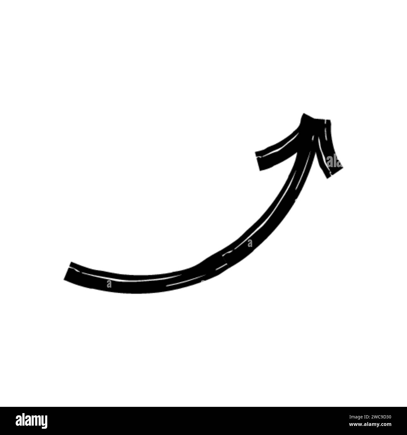 Hand drawn crayon chalk charcoal line arrow. curvy and wavy arrow ...