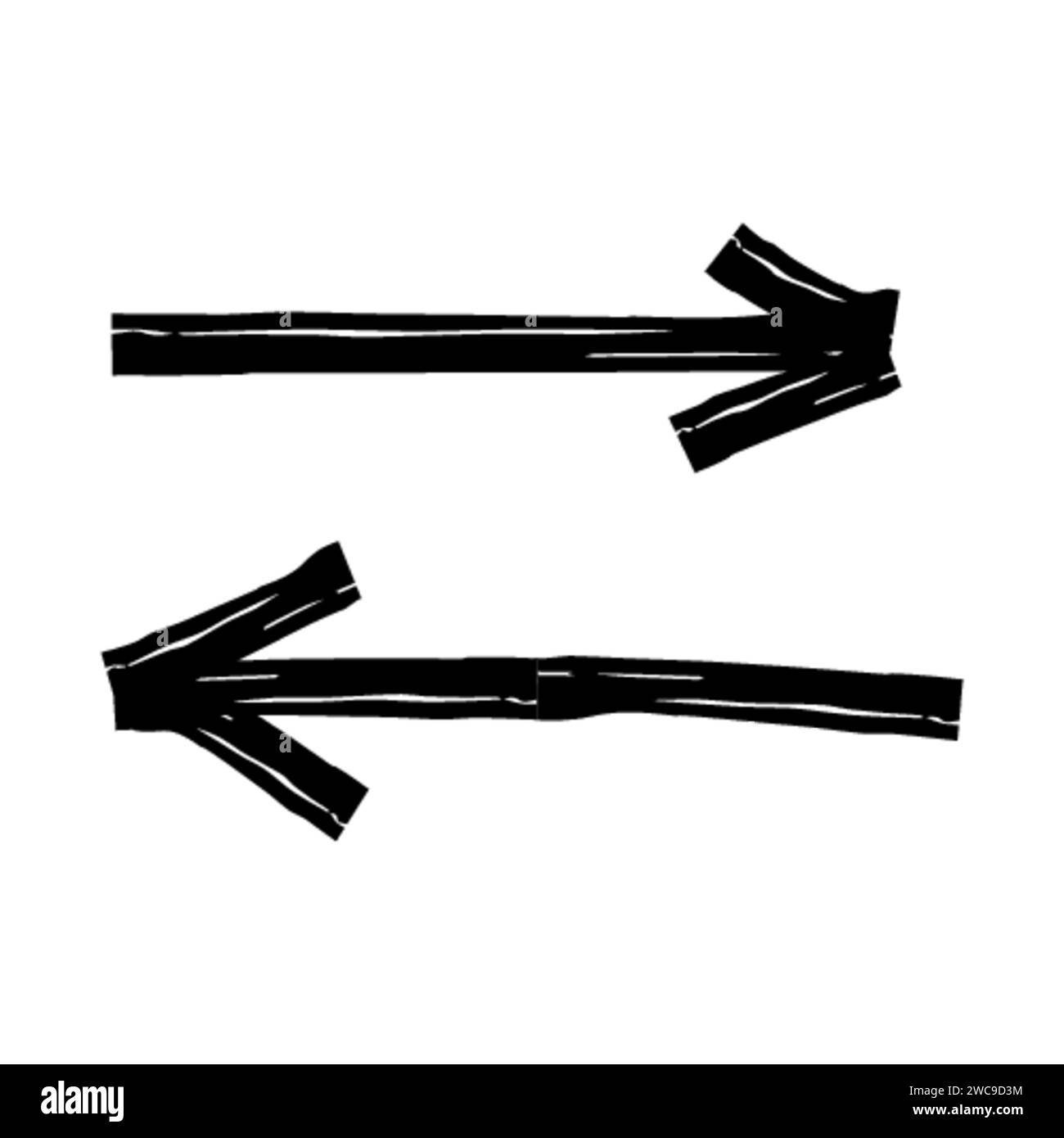 Hand drawn crayon chalk charcoal line arrow. curvy and wavy arrow ...