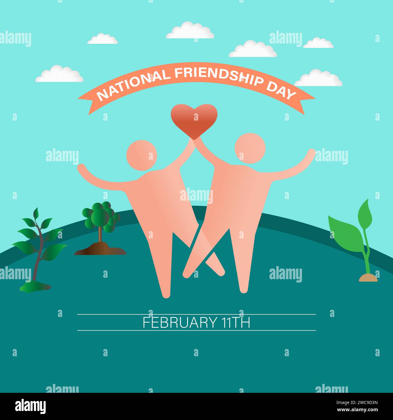 National Friendship Day February celebrated on 11th February. Vector ...