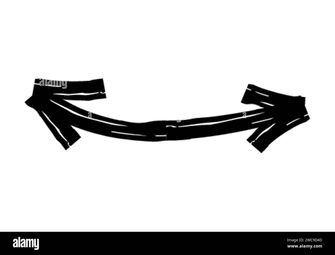 Hand drawn crayon chalk charcoal line arrow. curvy and wavy arrow ...