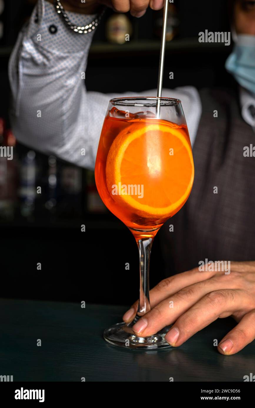 cocktail aperol syringe in the restaurant Stock Photo - Alamy