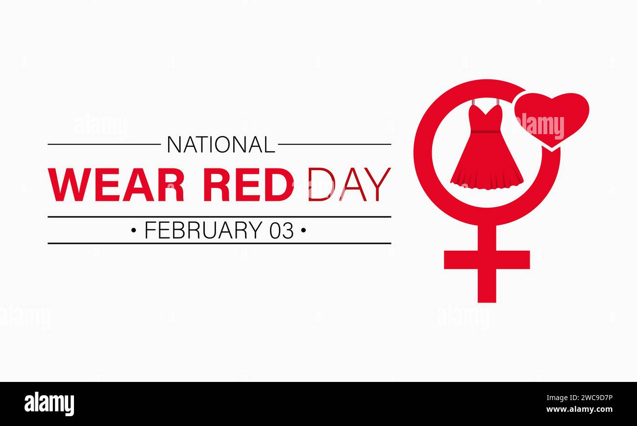National Wear Red Day celebrated every year on February 2nd. Vector ...