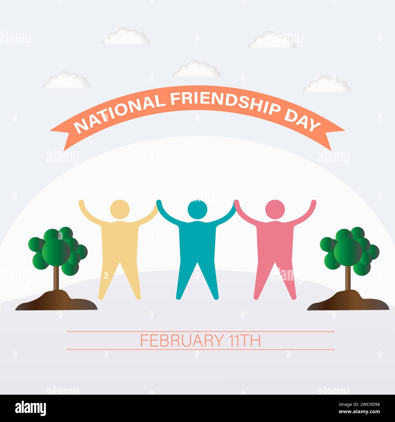National Friendship Day February celebrated on 11th February. Vector ...