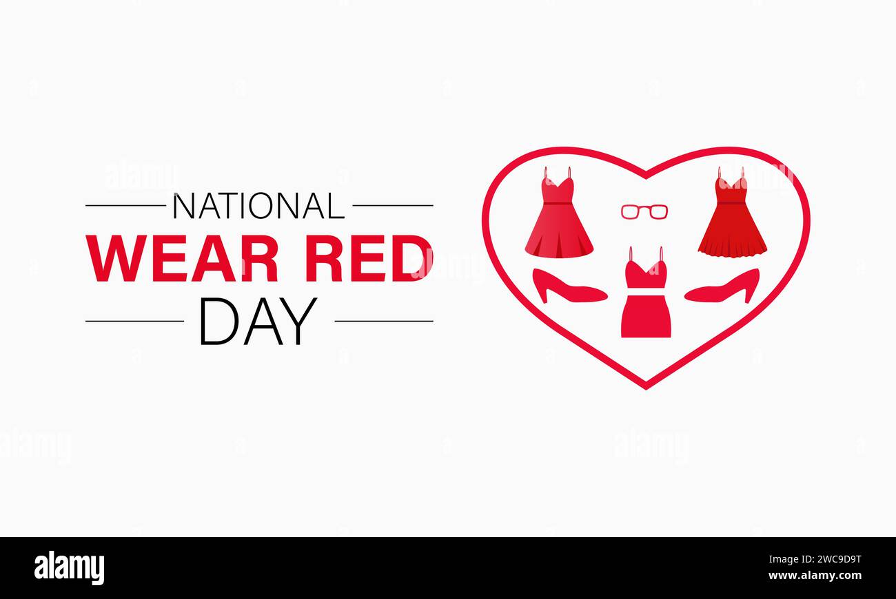 National Wear Red Day celebrated every year on February 2nd. Vector ...