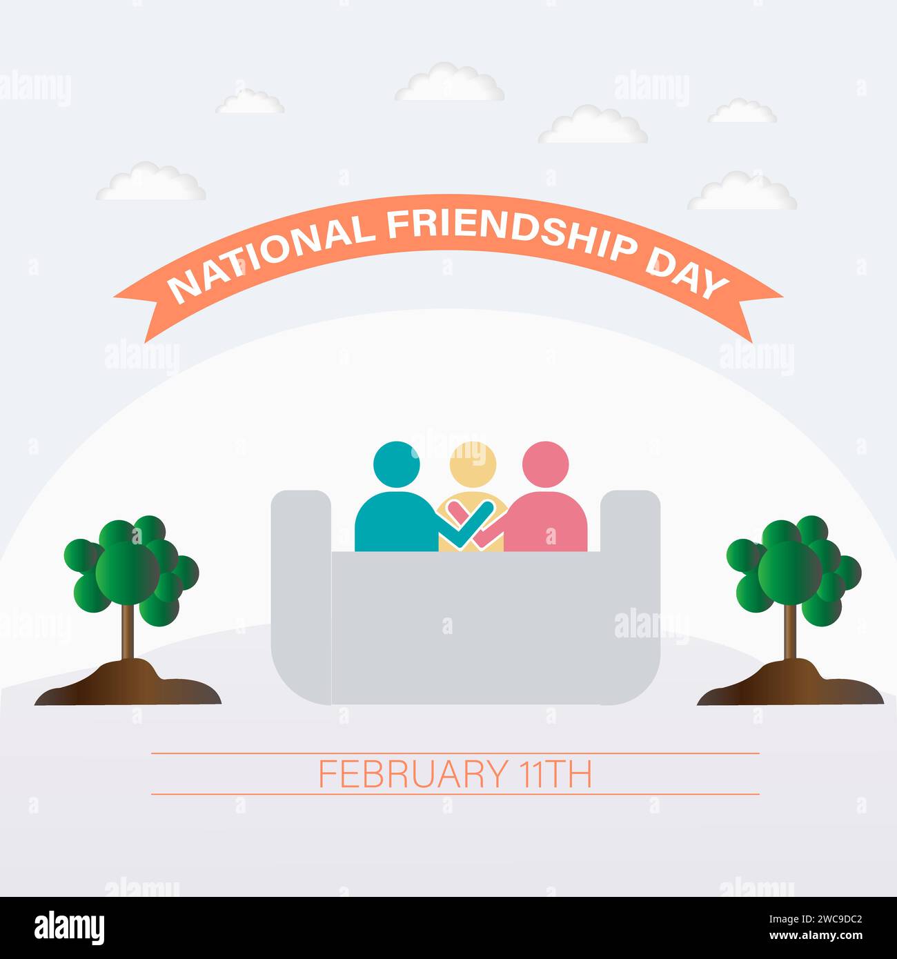 National Friendship Day February celebrated on 11th February. Vector ...