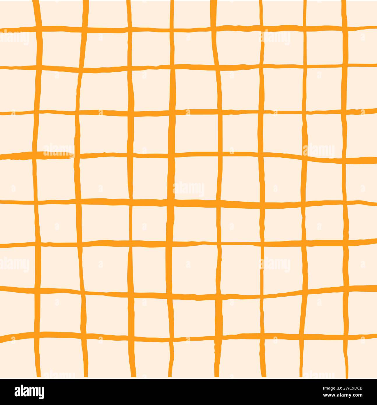 Hand drawn cute grid. doodle beige, white, yellow plaid pattern with ...