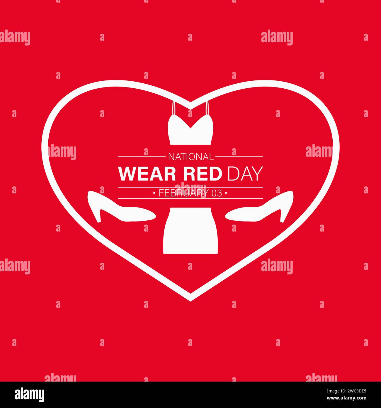 National Wear Red Day celebrated every year on February 2nd. Vector ...